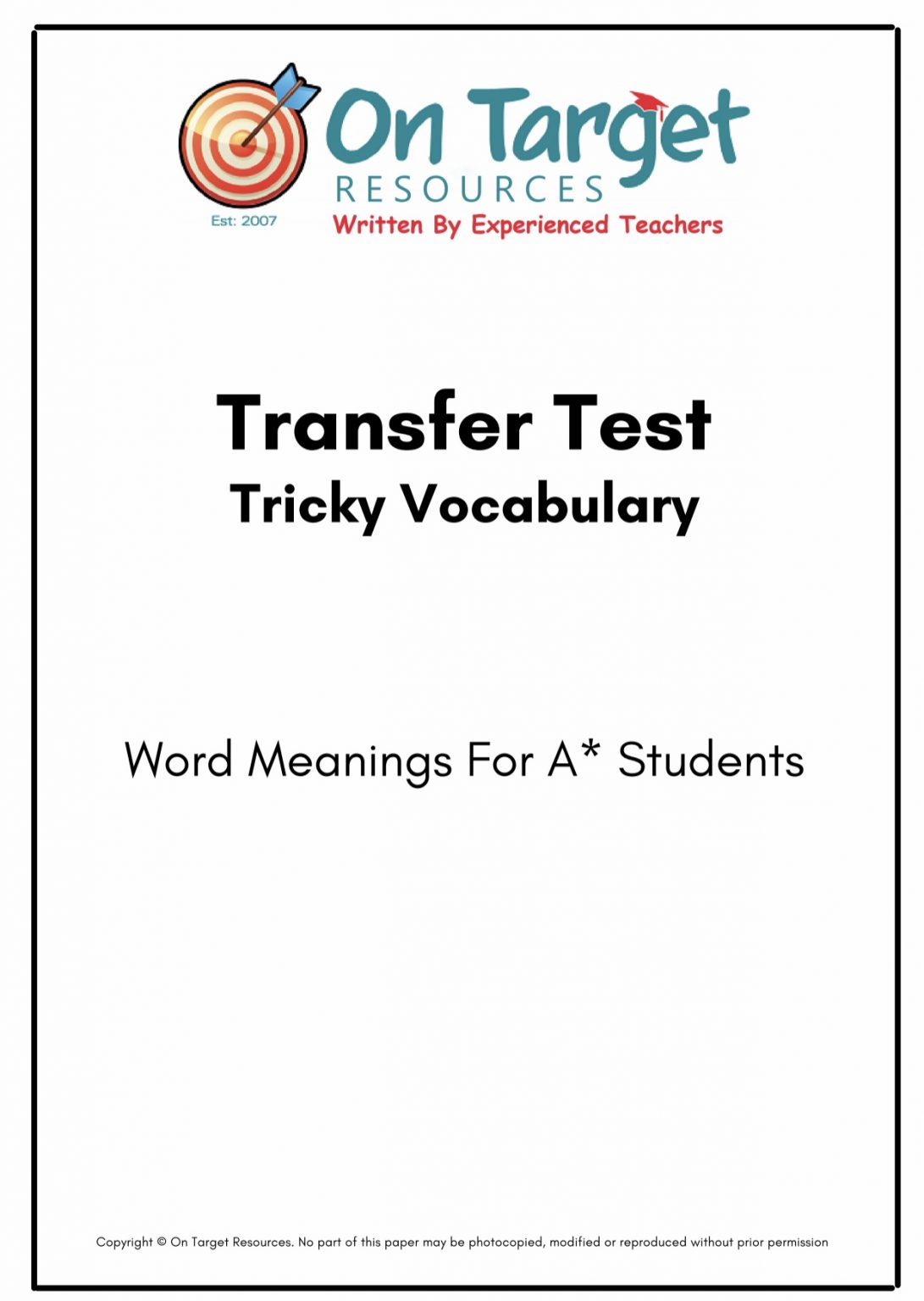 SEAG GL Transfer Test Summer Bundle – On Target Resources