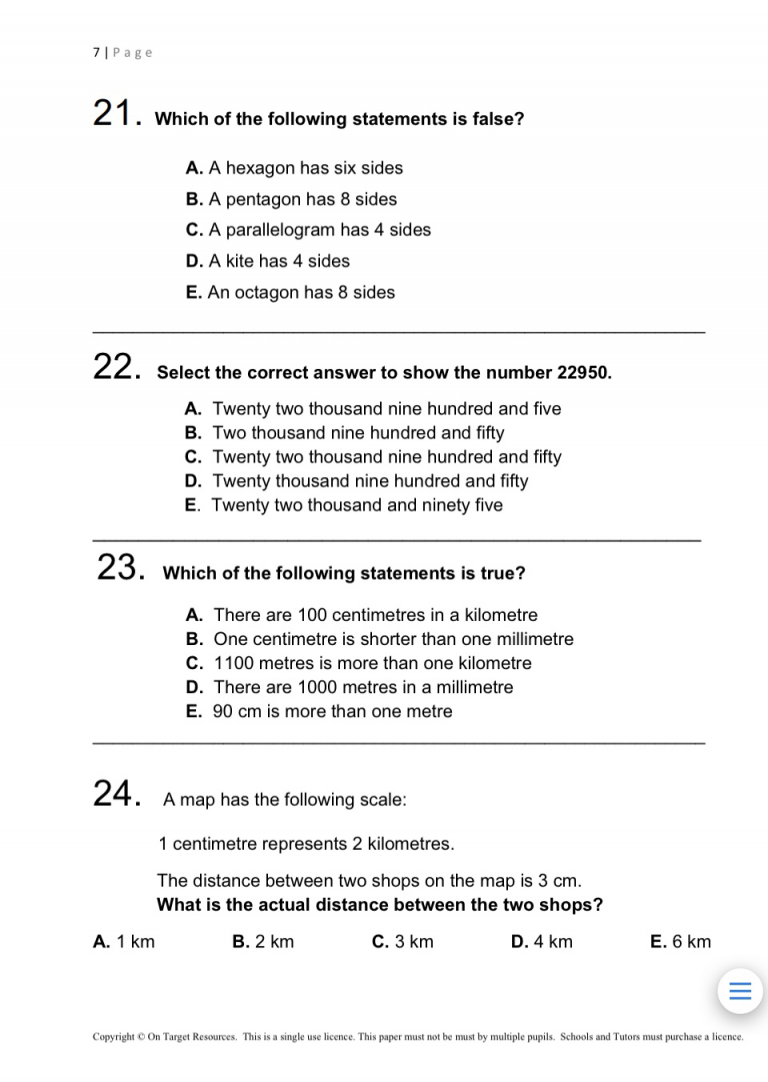Transfer Test SEAG Style Practice Papers - Level 1