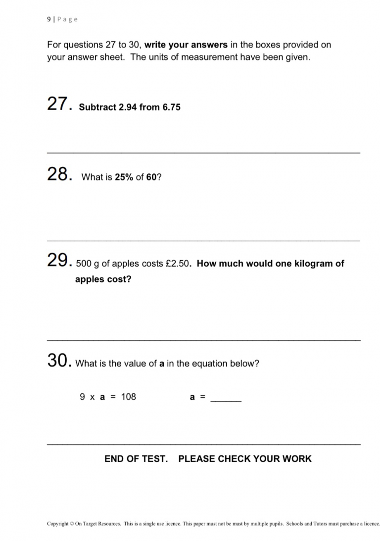 Transfer Test SEAG Style Practice Papers – Level 2 – On Target Resources