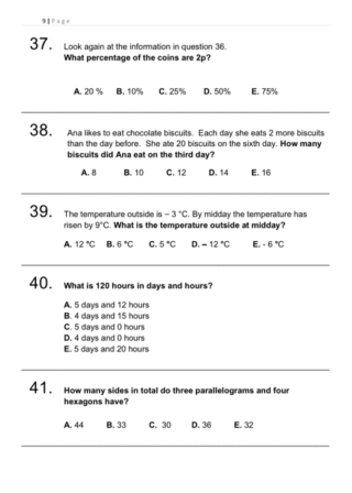 Transfer Test SEAG Style Practice Papers