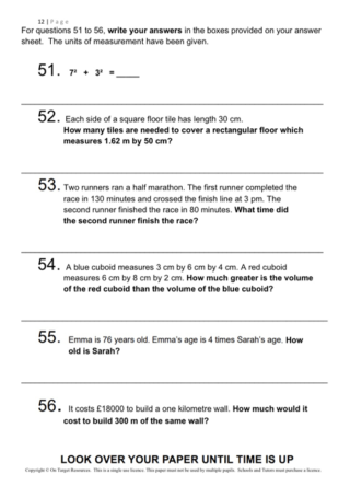 Transfer Test SEAG Style Practice Papers