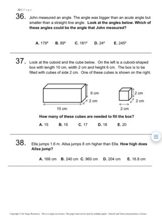 Transfer Test SEAG Style Practice Papers