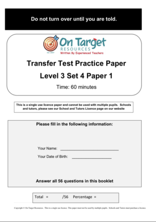 Transfer Test SEAG Style Practice Papers