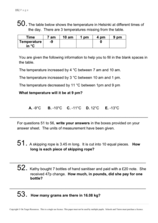 Transfer Test SEAG Style Practice Papers
