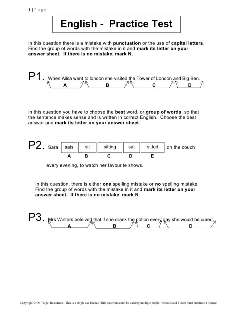 Transfer Test SEAG Style Practice Papers – Level 3 – On Target Resources