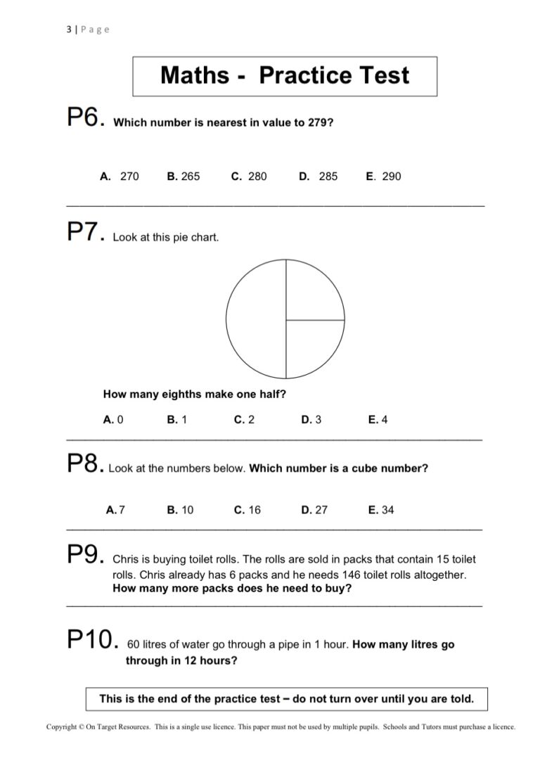 Transfer Test SEAG Style Practice Papers